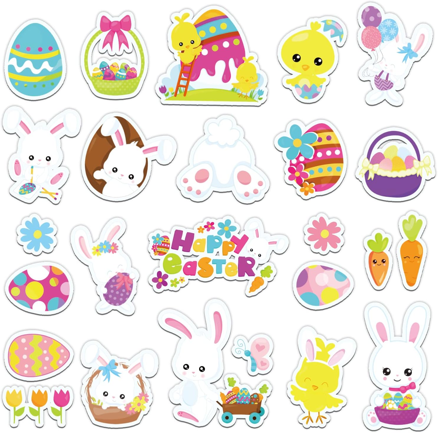 Amazon.com: GreenPine 30 PCS Easter Thick Gel Cling Spring Window Gel ...