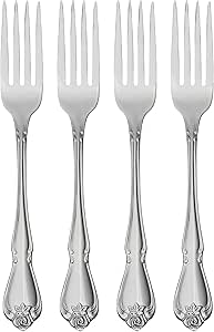 Amazon.com | Oneida True Rose Dinner Forks, silver set of 4: Flatware ...