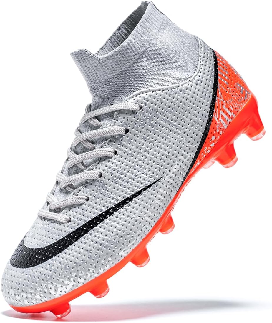 Favdeol Boys Girls Soccer Cleats Kids Football Shoes High Top Training ...
