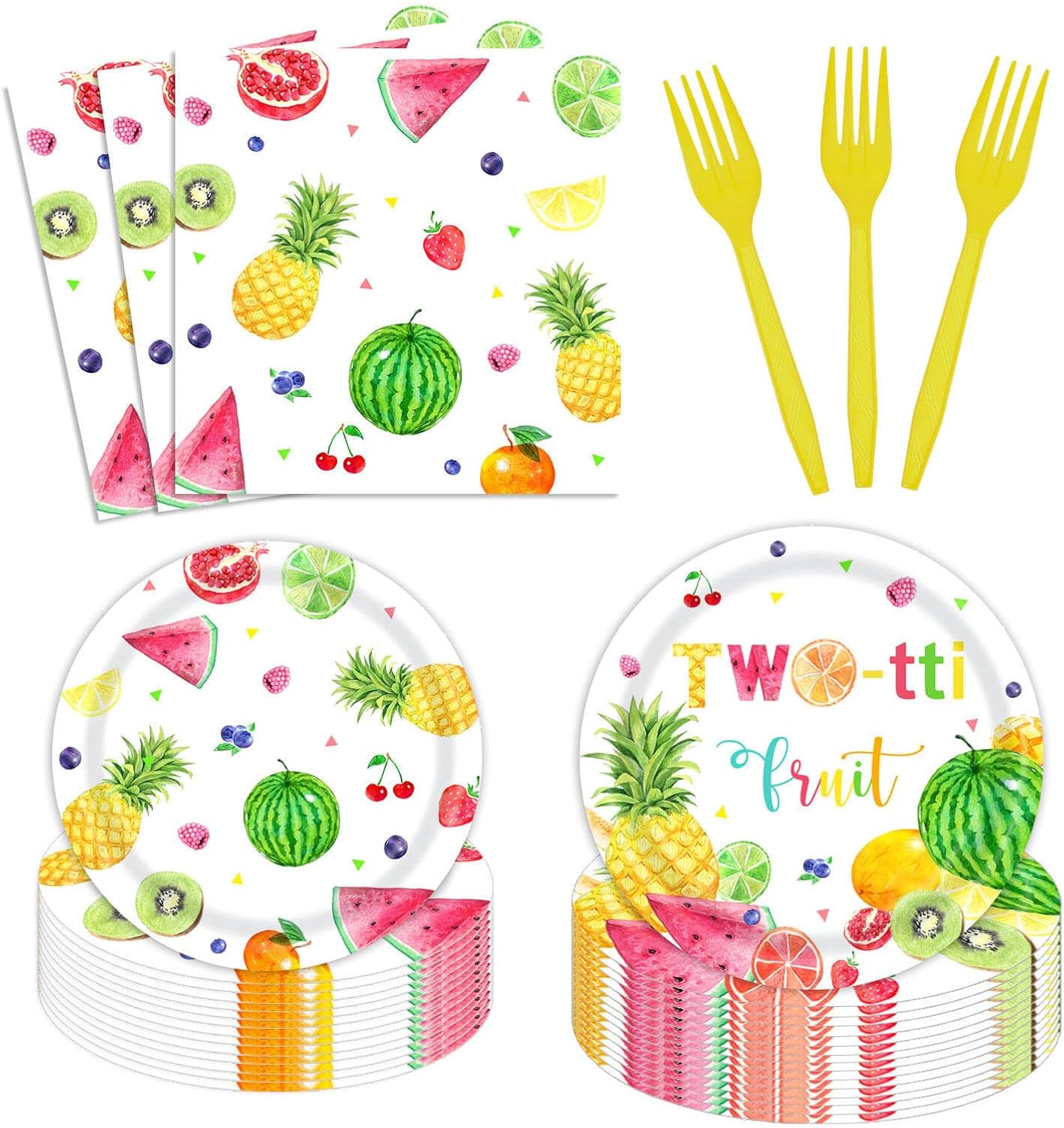 Amazon.com: 24 Sets Twotti Frutti Birthday Plates and Napkins ...