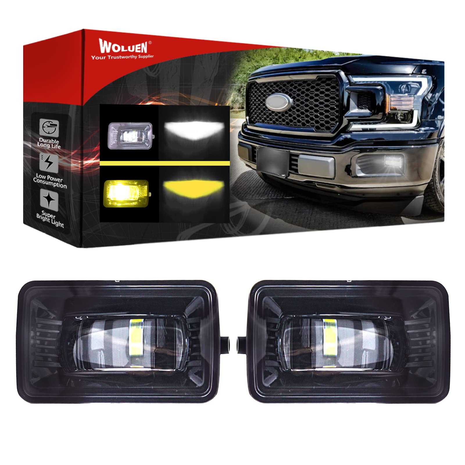 Amazon.com: Upgraded Dual Color Led Fog Lights For Ford F-150 Fog Light ...