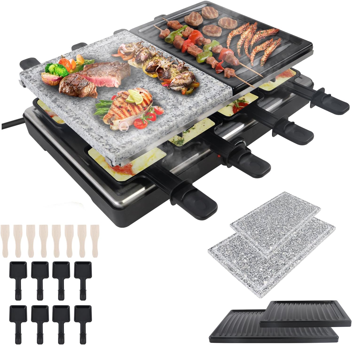 Amazon.de: Syntrox Germany Edelstahl Design Raclette Uri mit Grill und ...