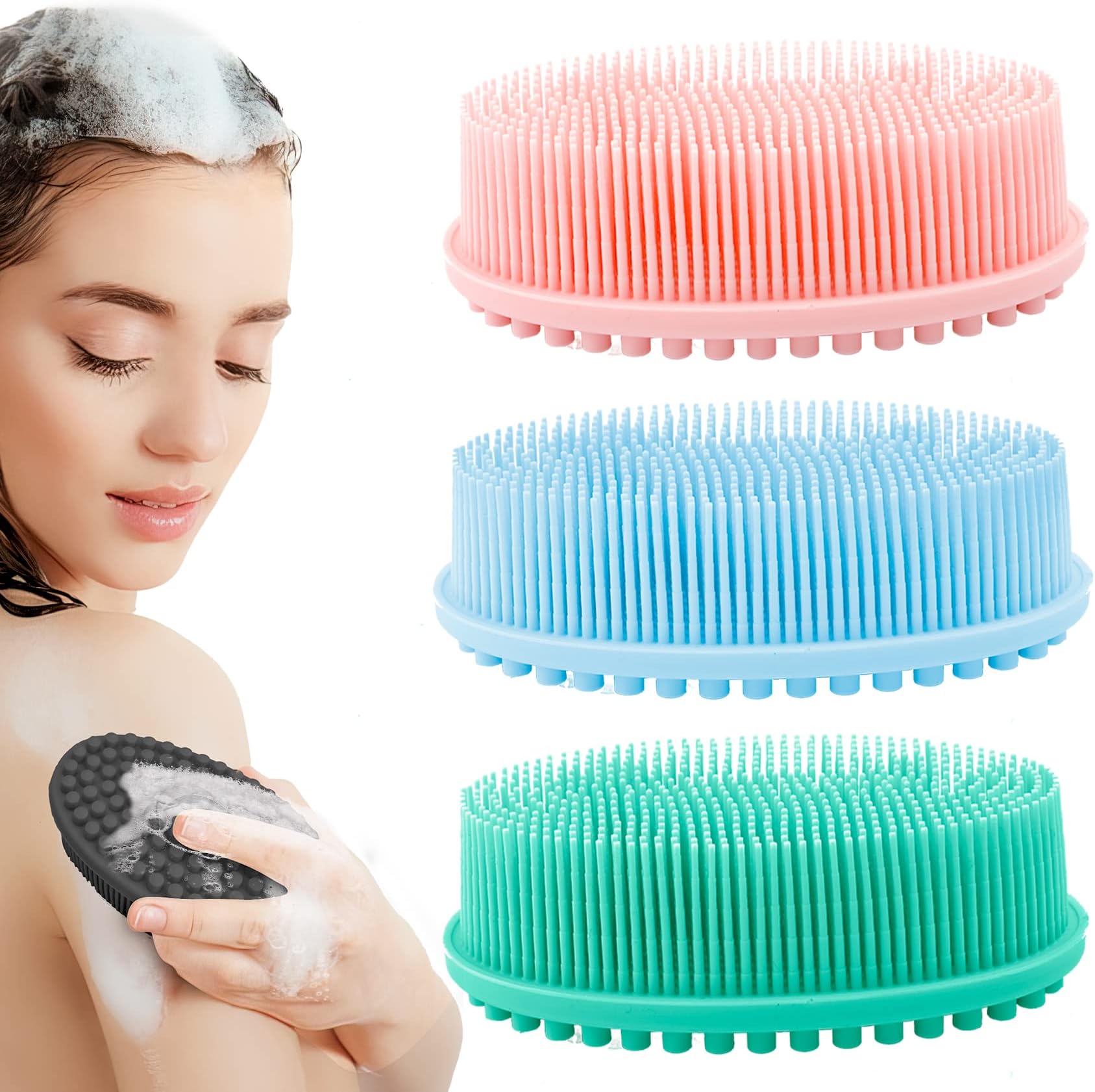 Amazon.com : 3 Pack Silicone Body Scrubber, Exfoliating Body Scrubber ...