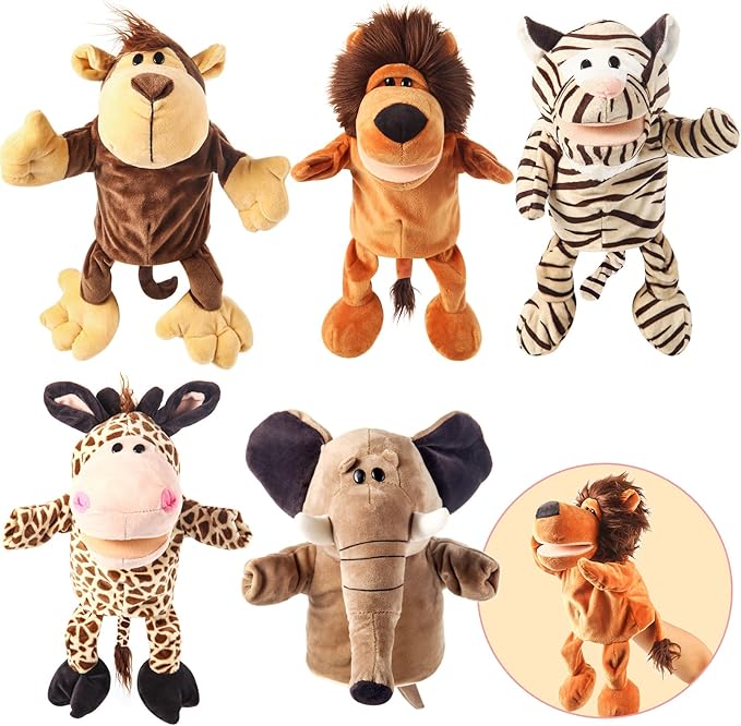 Amazon.com: Animal Hand Puppets 10-13 Inch Giant Plush Safari Jungle ...
