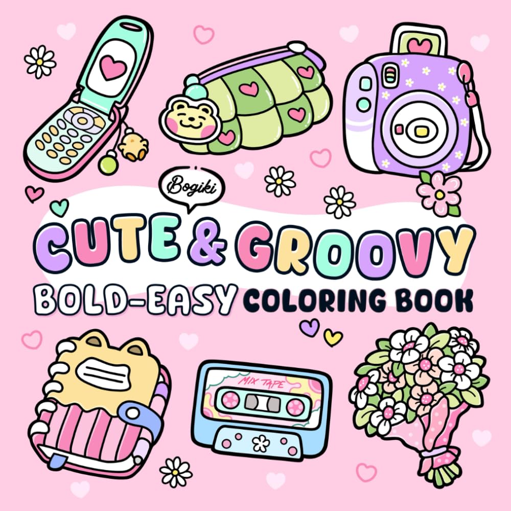 Amazon.com: Cute & Groovy: Relaxing Coloring Book for Adults, Big, Bold ...