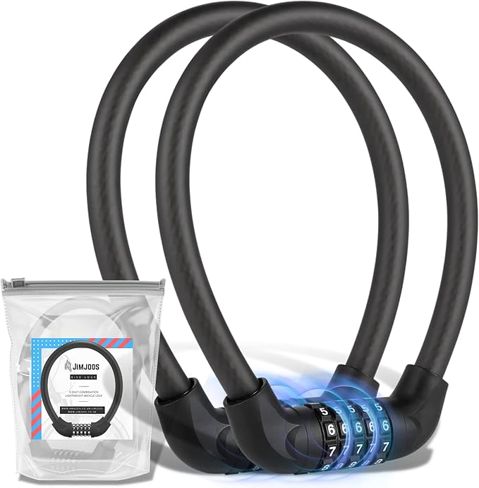 JIMJOOS Heavy Duty Bike Locks - 5-Digit Combination Cable Bicycle Locks ...