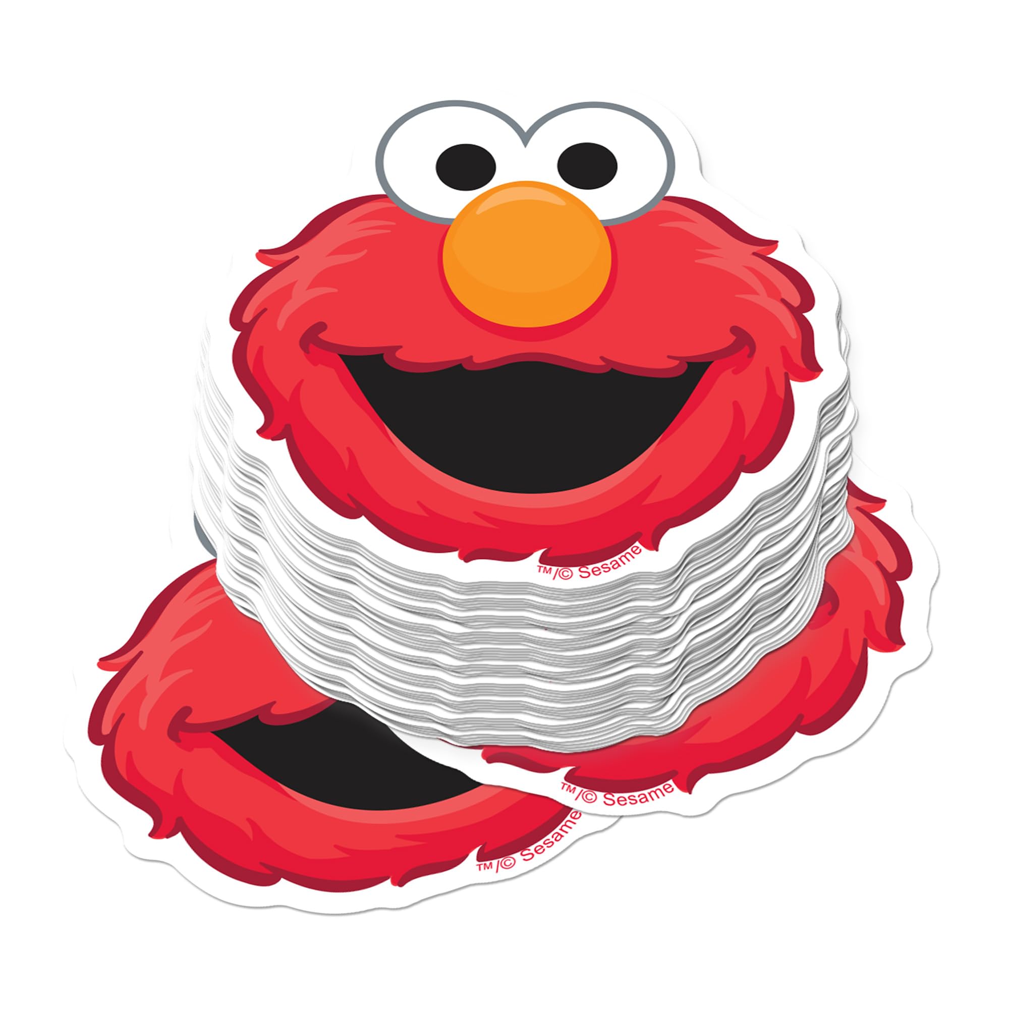 Amazon.com: Sesame Street Elmo Face 50ct Vinyl Large Deluxe Sticker ...