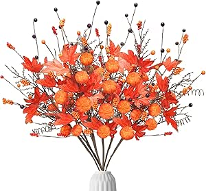 Amazon.com: TORONTOKYO 6PCS Artificial Fall Berry Stems, 27.5" Red ...