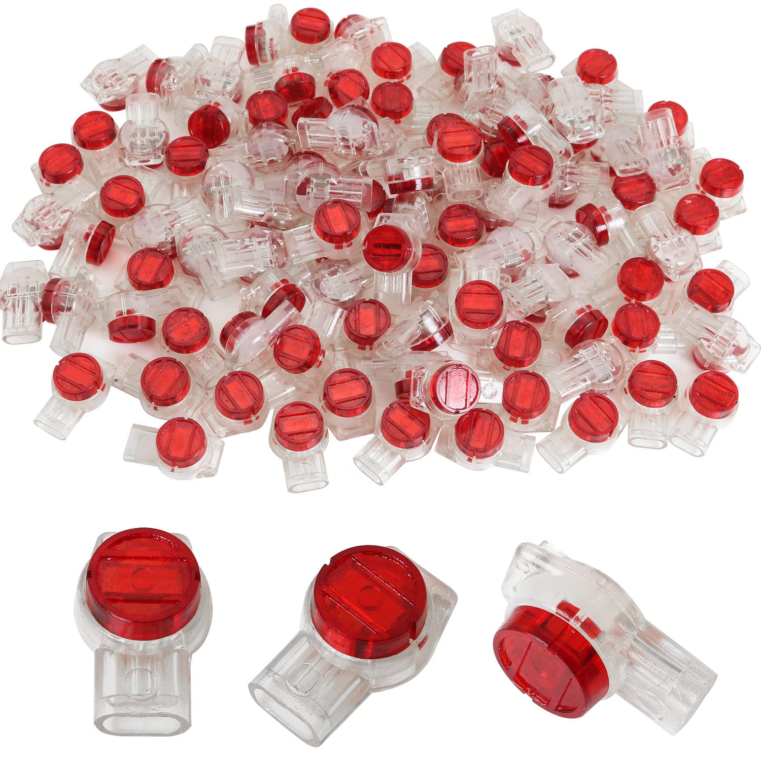 IDC Connector LUORNG 100PCS Red Clear Data Phone Wire Butt Splice 3 ...