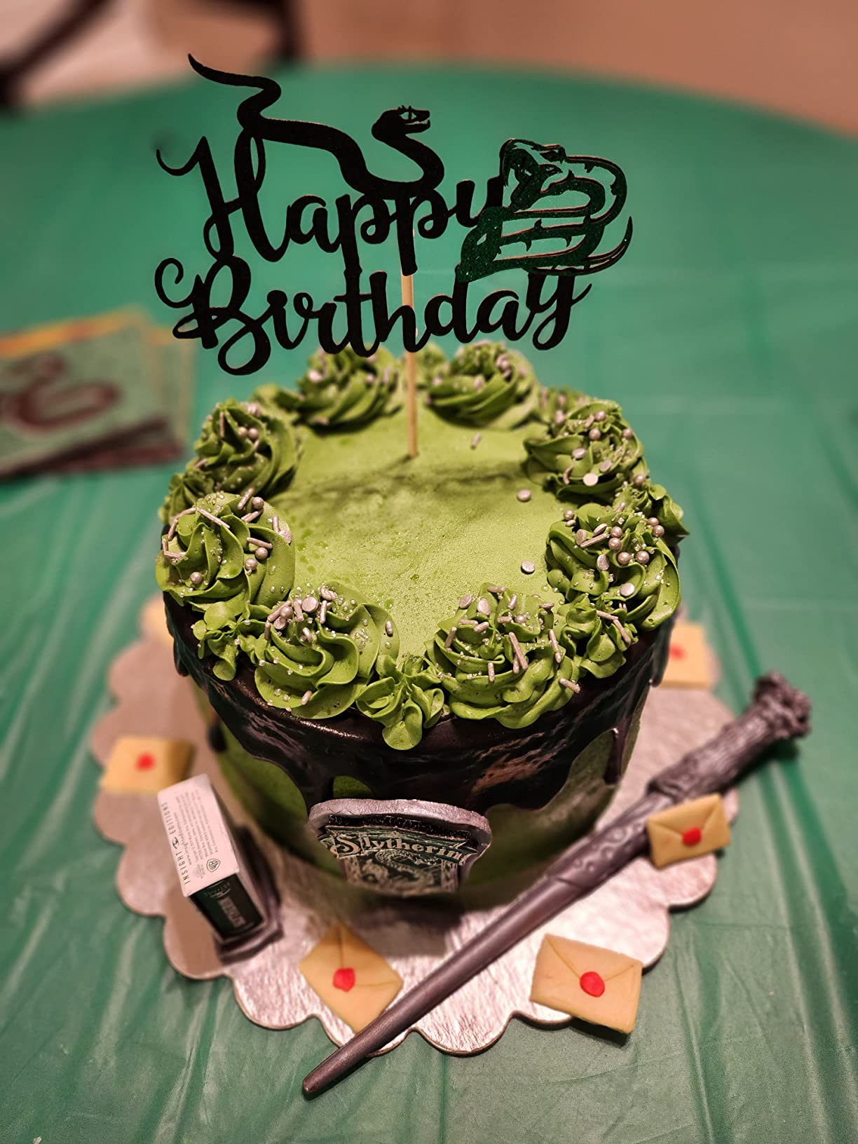 Amazon.com: Black Glitter Snake Happy Birthday Cake Topper, Snake Cake ...
