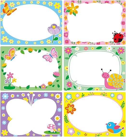 Amazon.com : 210 Pcs Spring Name Tags Stickers Flower Gift Tags Labels ...