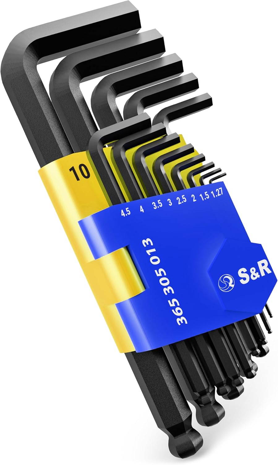 S&R Allen Key Set Ball Head, 13 Short Allen Keys, 1.27 to 10 mm in ...