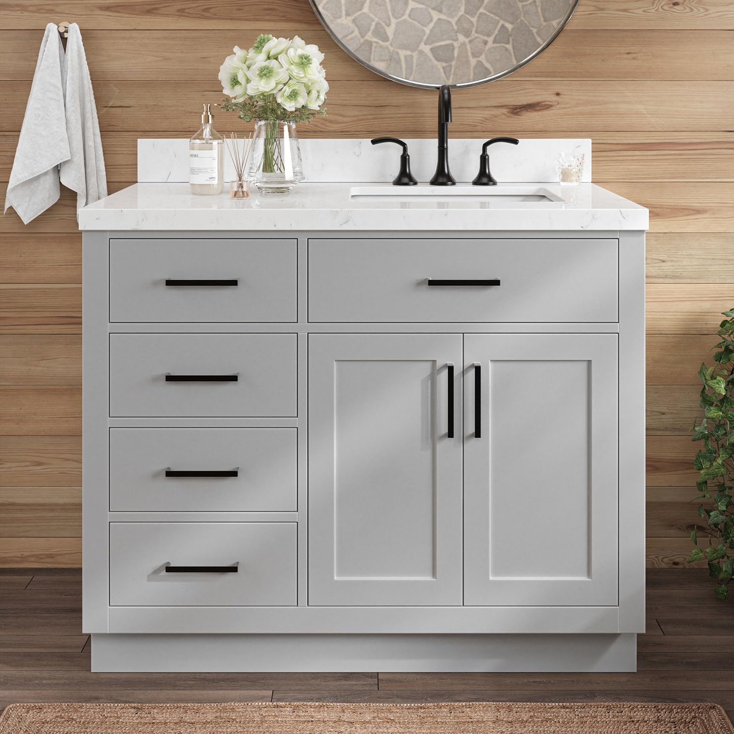 Amazon.com: ARIEL Hepburn 42 Inch Single Sink Bathroom Vanity in Gray ...