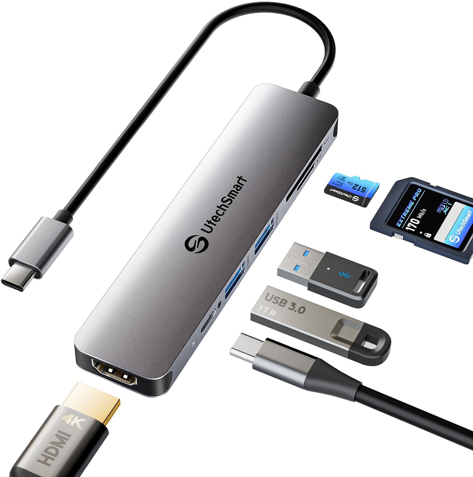 USB C Hub, UtechSmart Ethernet Multiport Adapter, 6 in 1 zu HDMI Dock ...