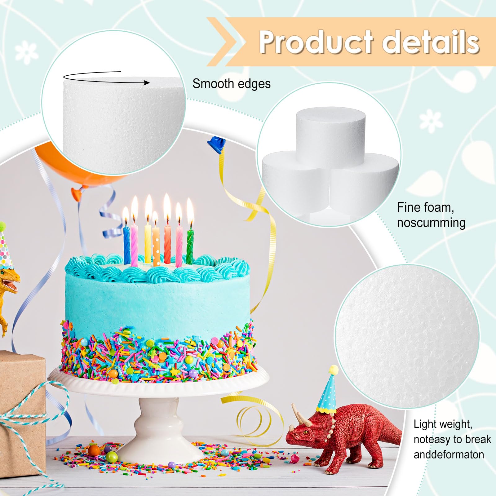 Snapklik.com : Suclain 6 Pack Round Foam Cake Dummy Tall Fake Wedding ...
