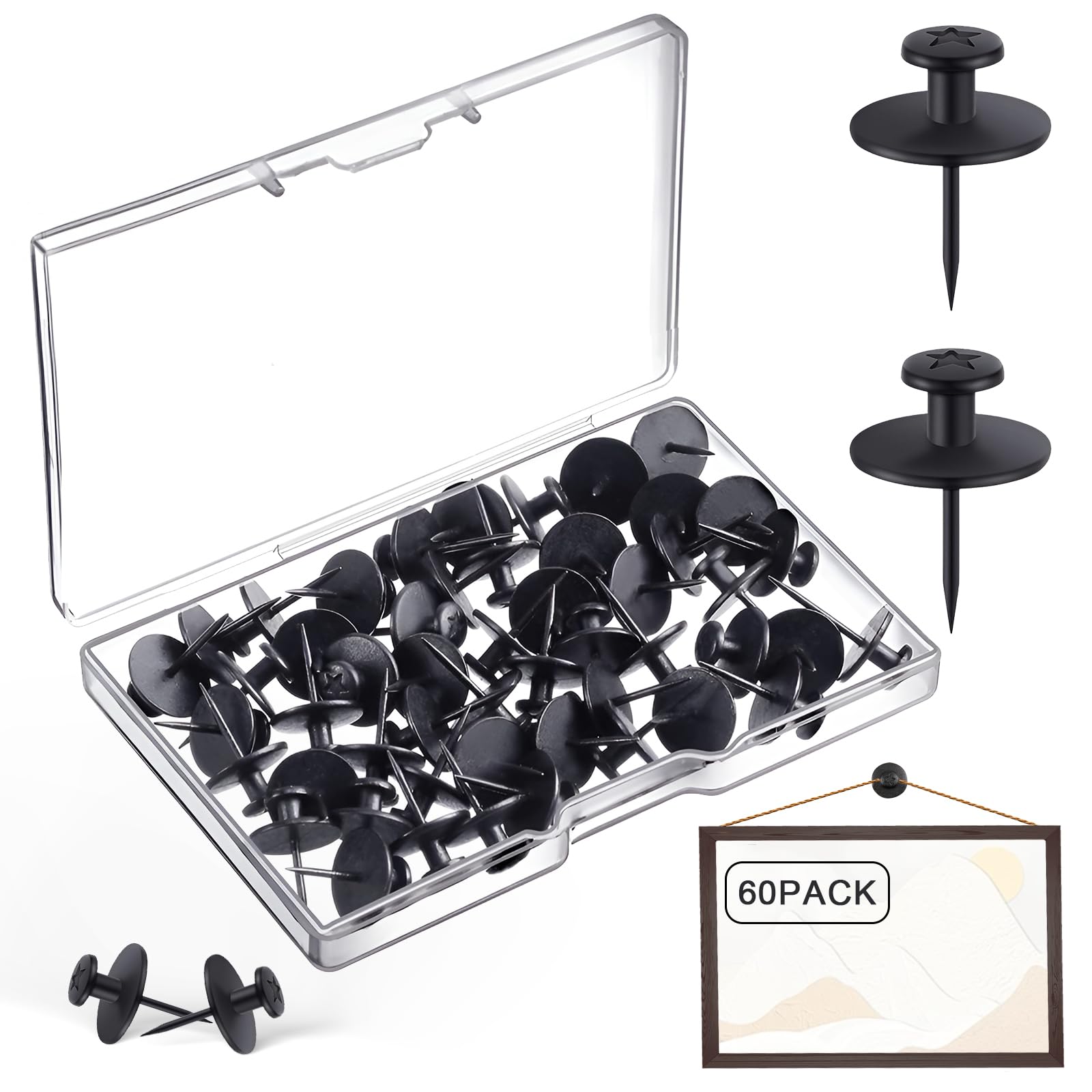 Amazon.com: 60 PCS Double-Headed Picture Hanging Nails Thumb Tacks for ...