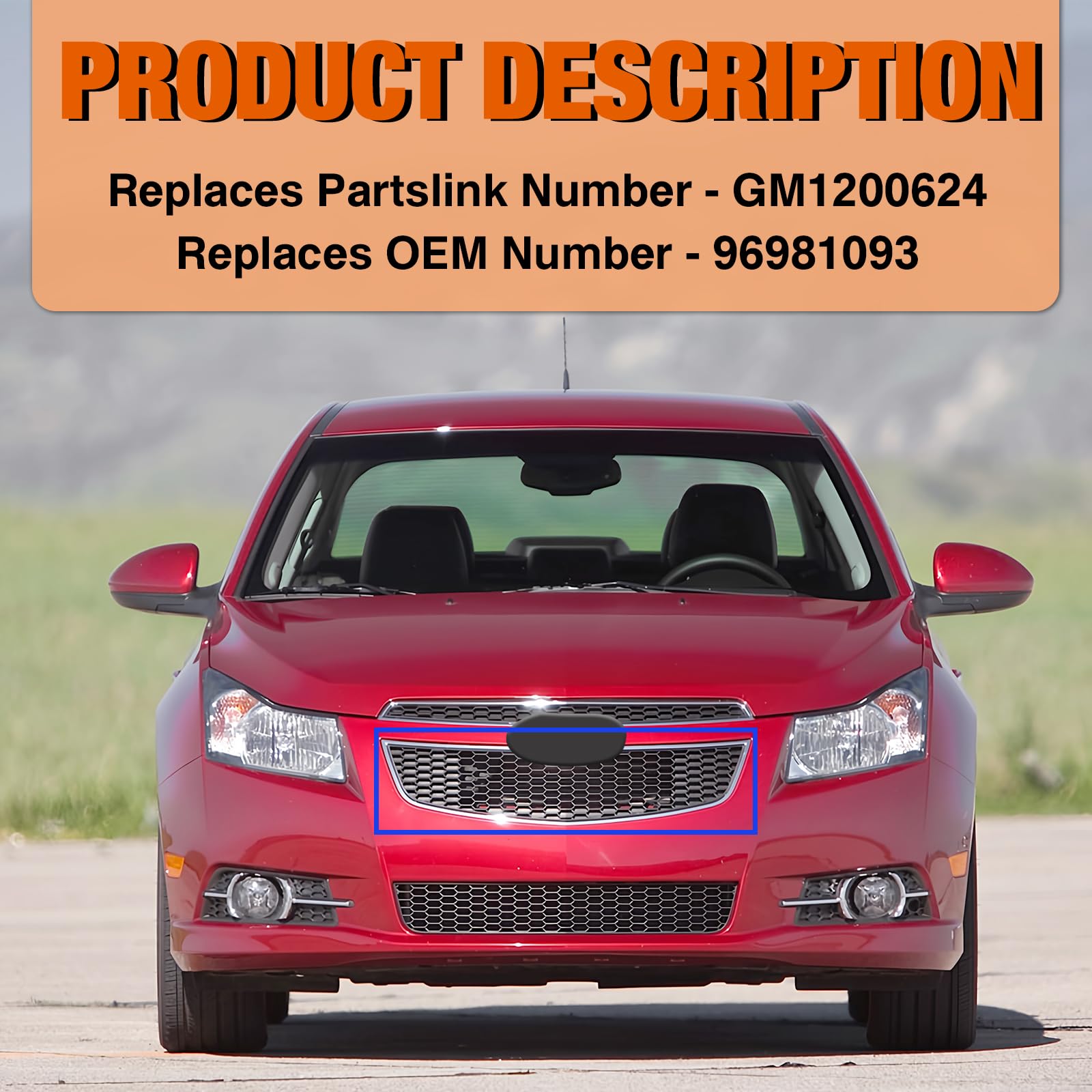 2011 Chevy Cruze Grill 2008, 2009, 2010, 2011, 2012, 2013, 2014, 2015,