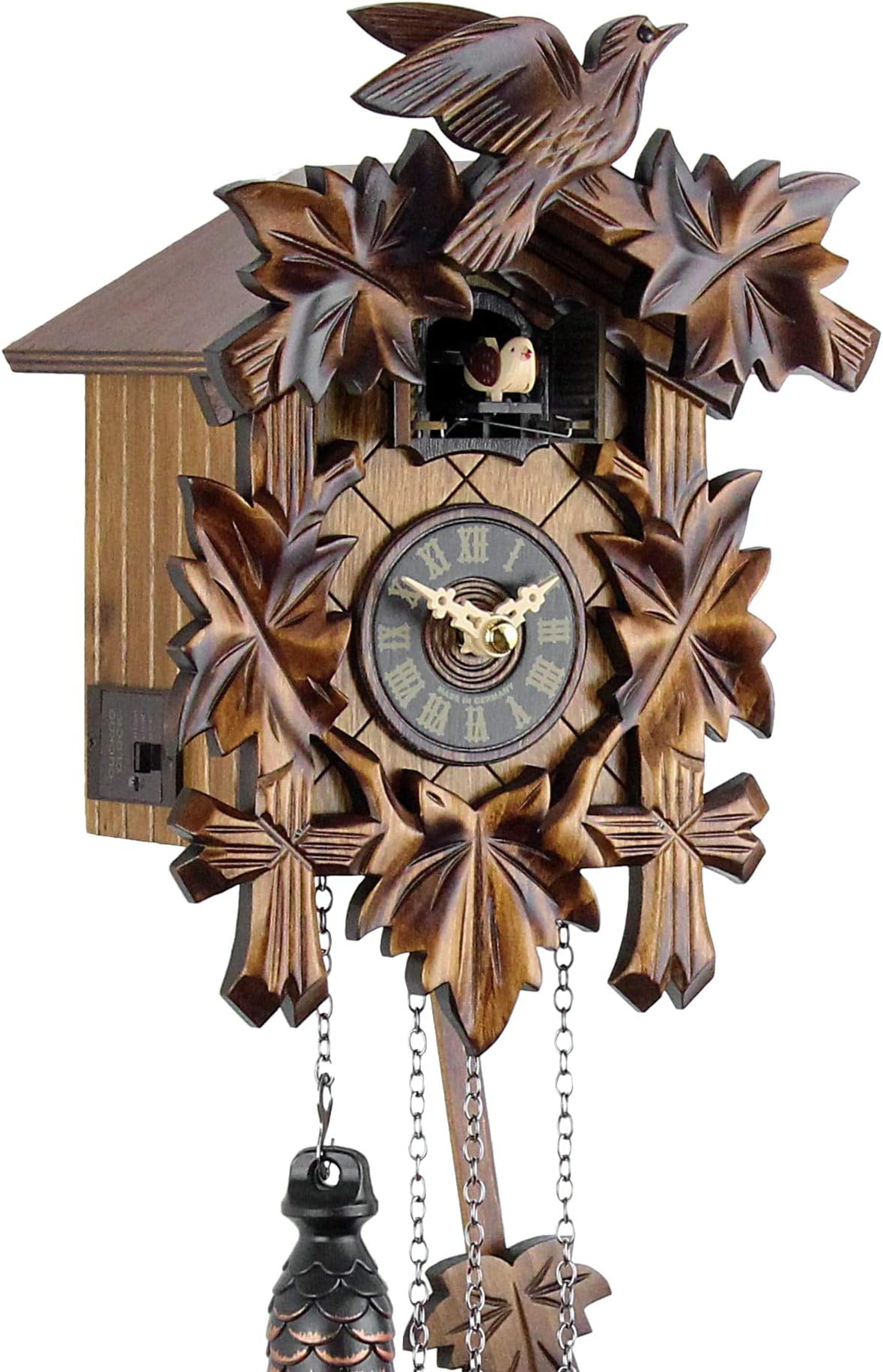 Eble - Reloj de cuco de 22 cm de madera auténtica pintada, con sonido ...
