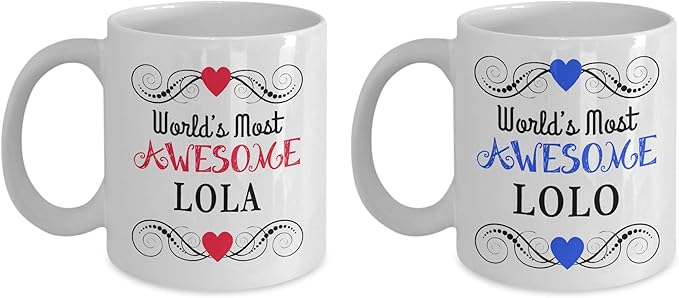 Amazon.com: Hoy Polloy Lola and Lolo Mug Pair, World's Most Awesome ...