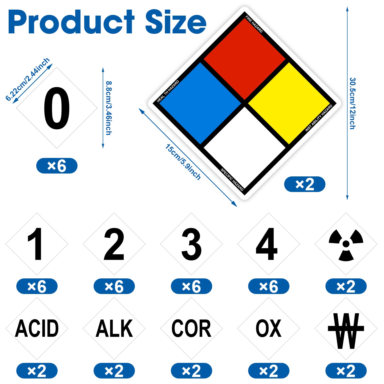 Nfpa Label Sticker 5 Pack) 3.125" Blank NFPA 704 Diamond Decal Vinyl