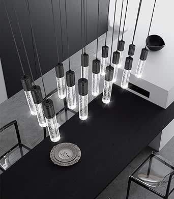 dolria 15-Lights Modern LED Pendant Lighting Fixture for Kitchen Island Crystal Chandelier Light ...
