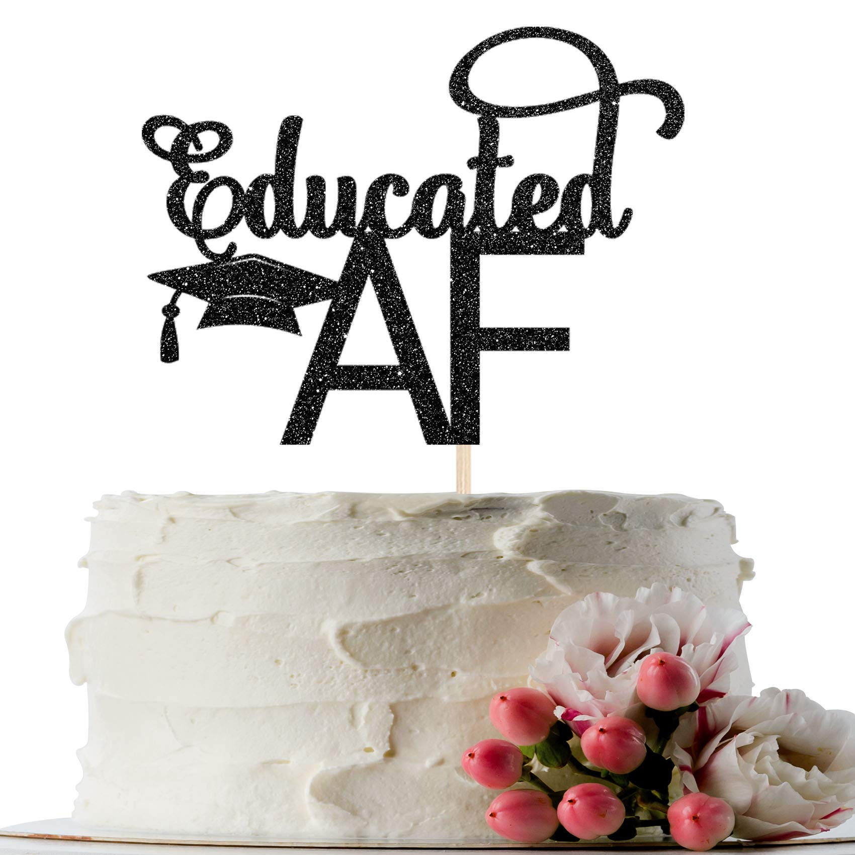 Buy INNORU Glitter Educated AF Cake Topper - Congrats Grad - Done ...