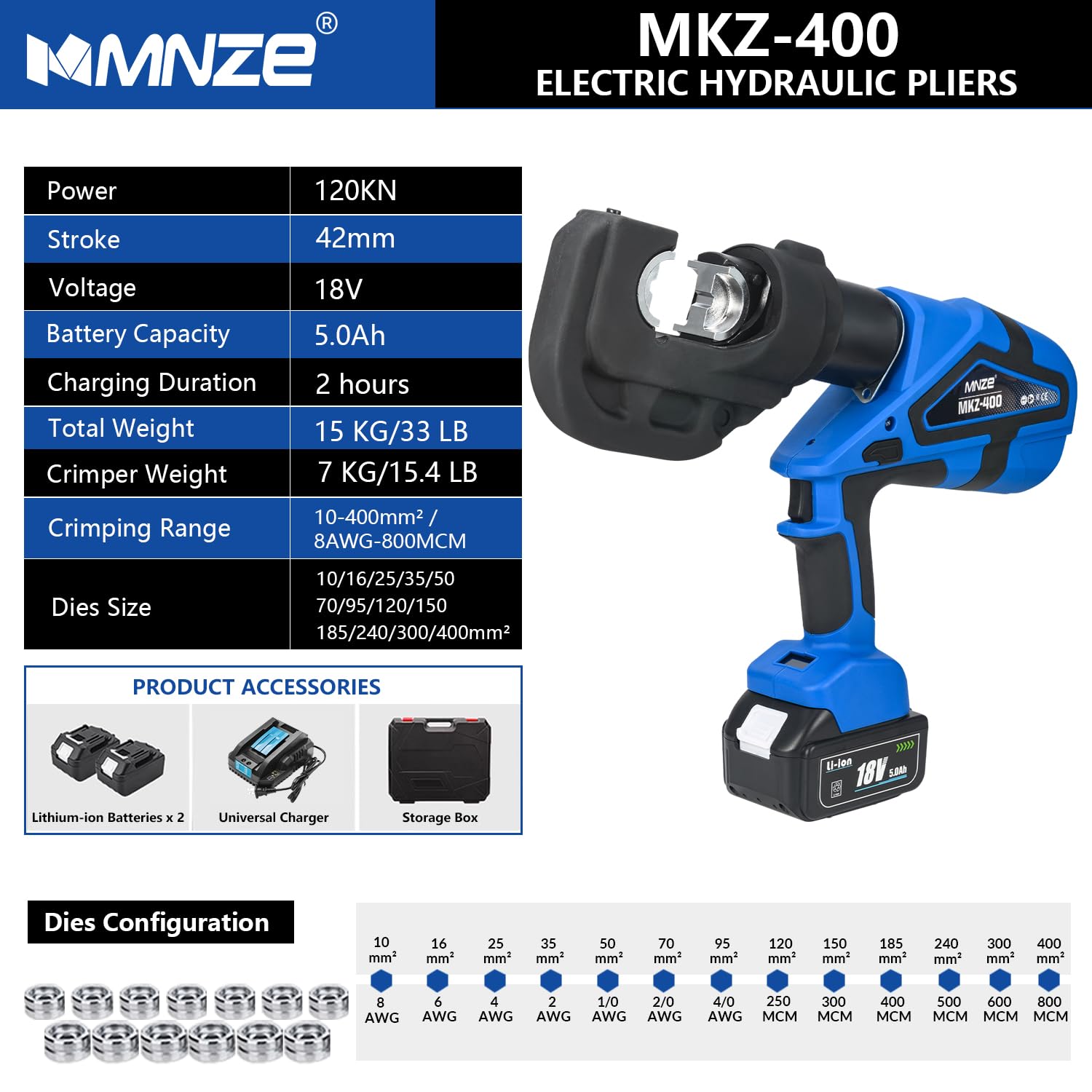 Snapklik.com : MMNZE Electric Hydraulic Cable Lug Crimping Tool Range 8 ...