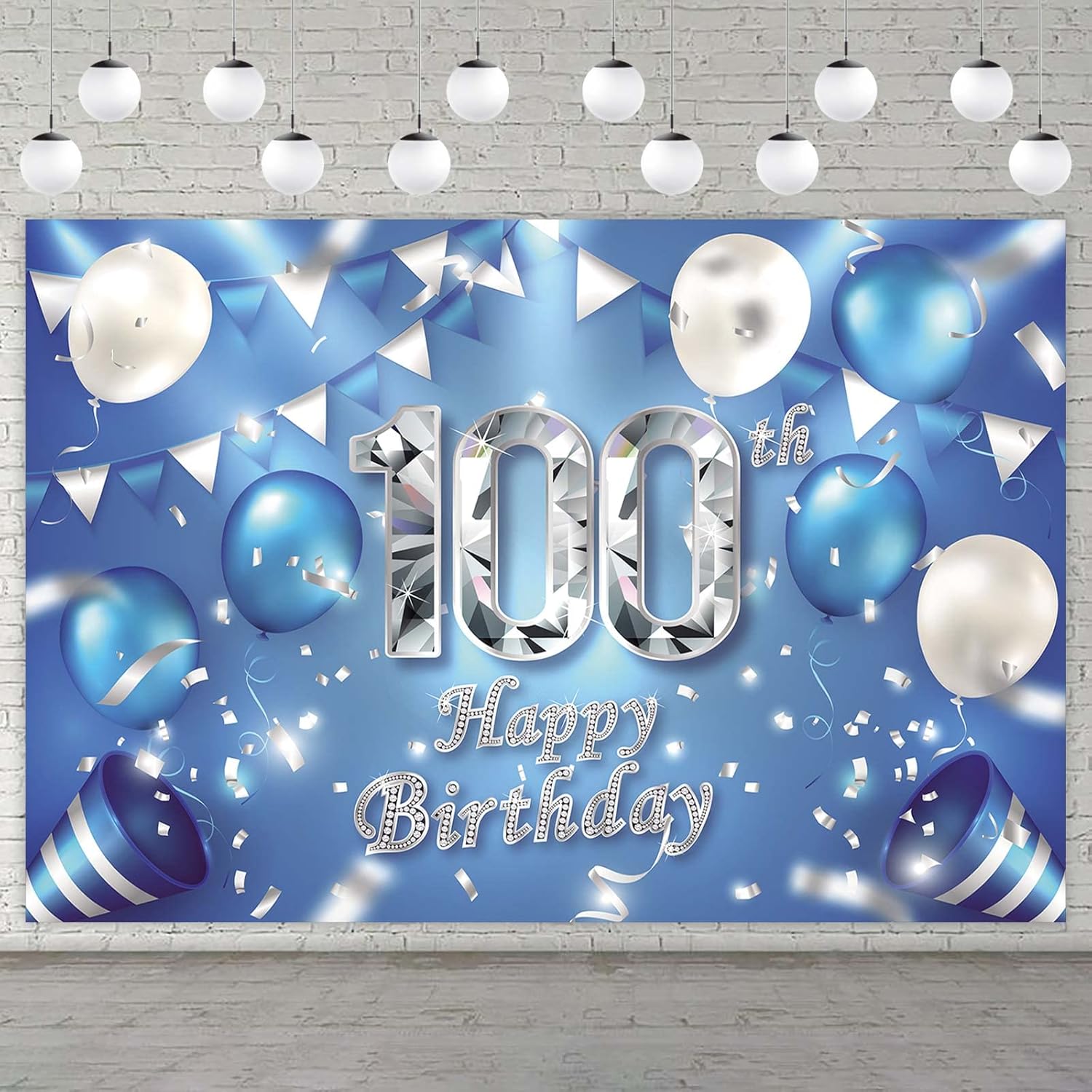 Amazon.com: Happy 100th Birthday Banner Background Decorations Balloons ...
