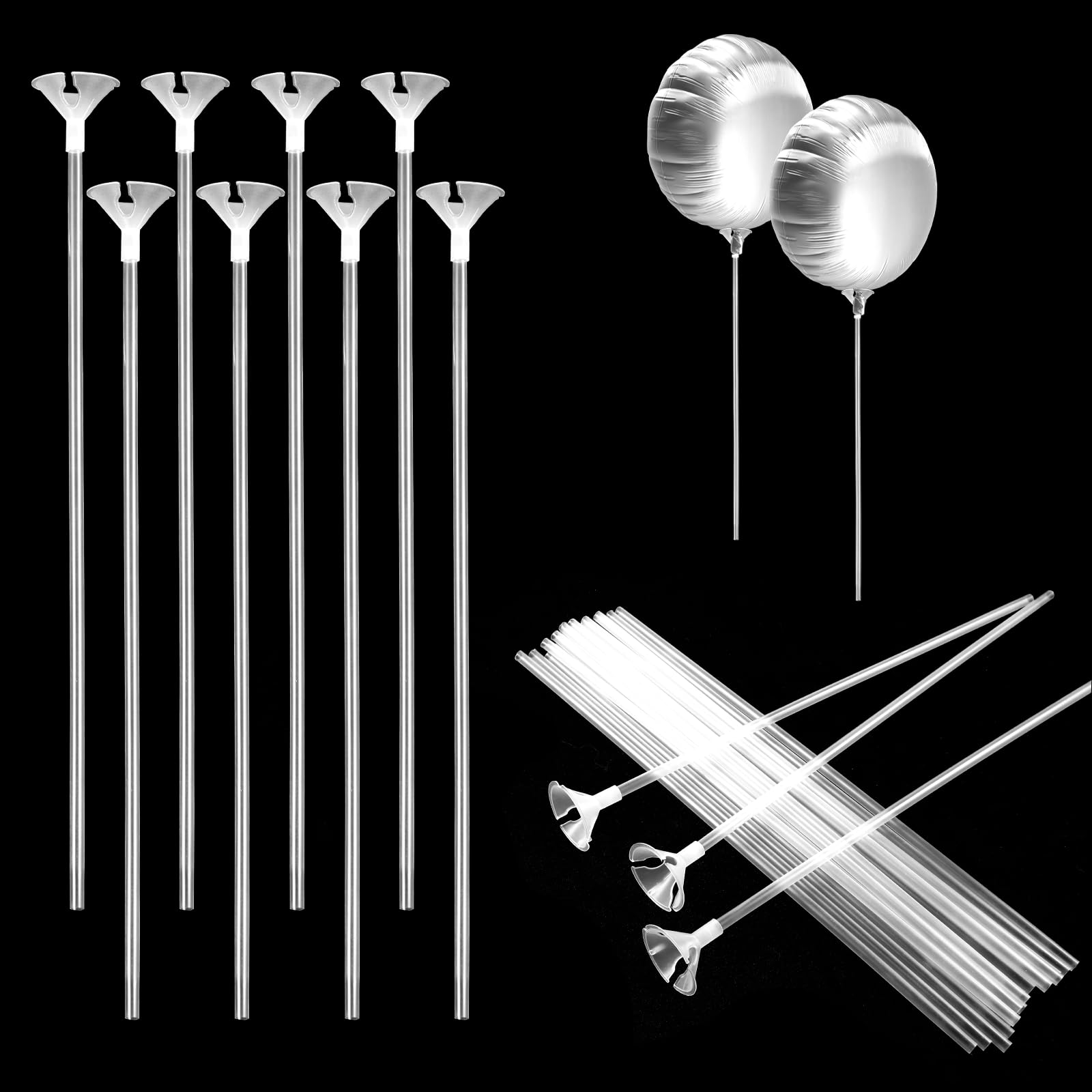Amazon.com: JJUNW 20 Pcs Balloon Sticks, Long Plastic Balloon Sticks ...