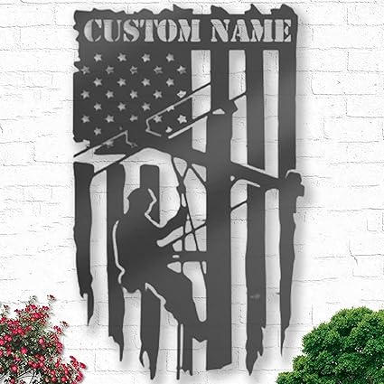 Amazon.com: Custom Us Lineman Metal Wall Sign, Personalized Lineman ...