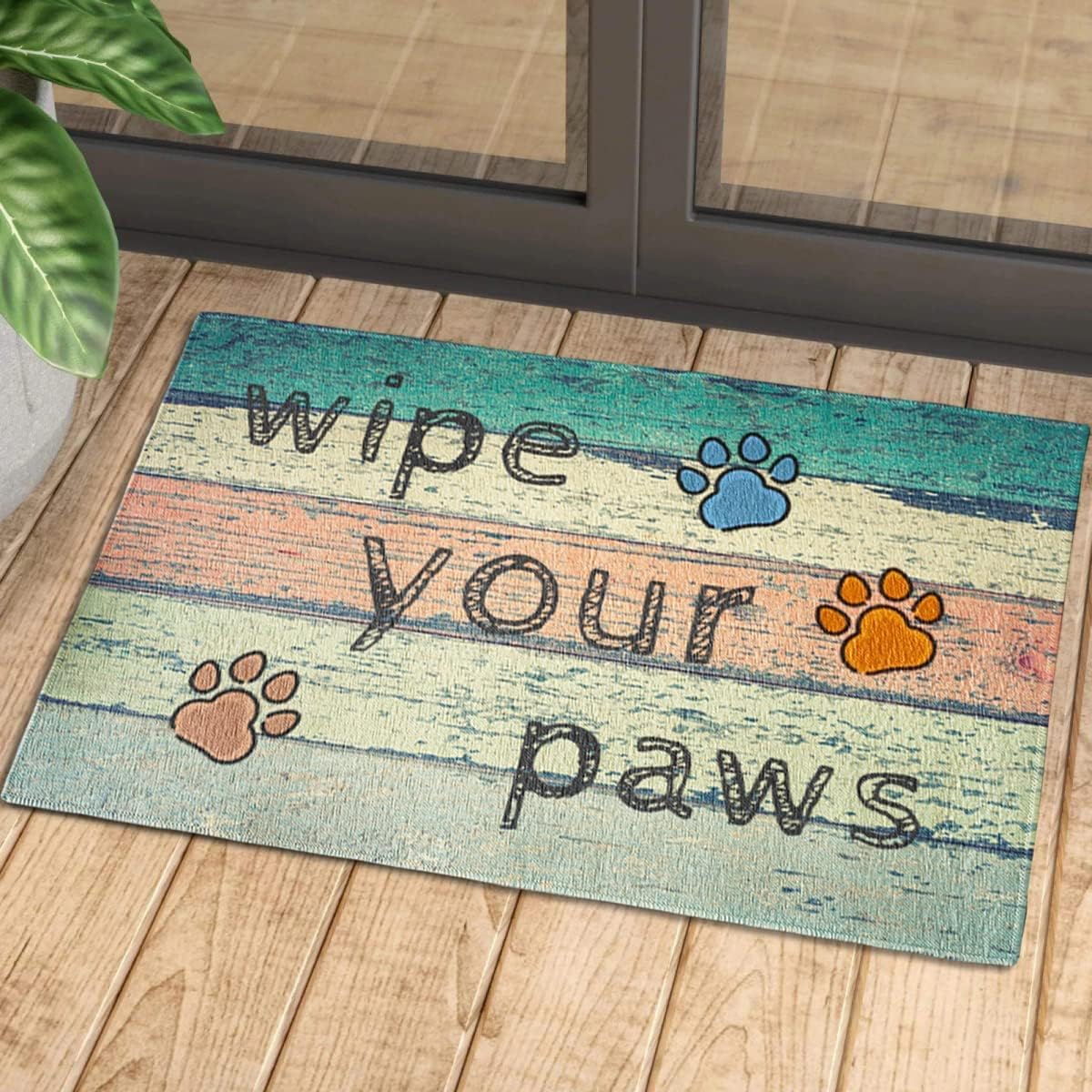 Amazon.com: Coloring Wipe Your Paws Cute Paw Door Mat for Front Door Home Entrance Rugs ...
