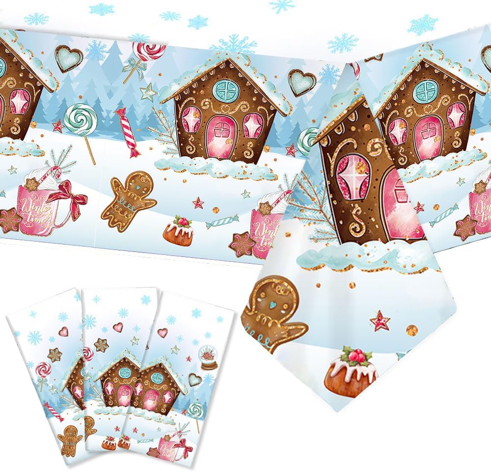 Amazon.com: AIBIIN 3 Pieces Blue Christmas Gingerbread House Party ...