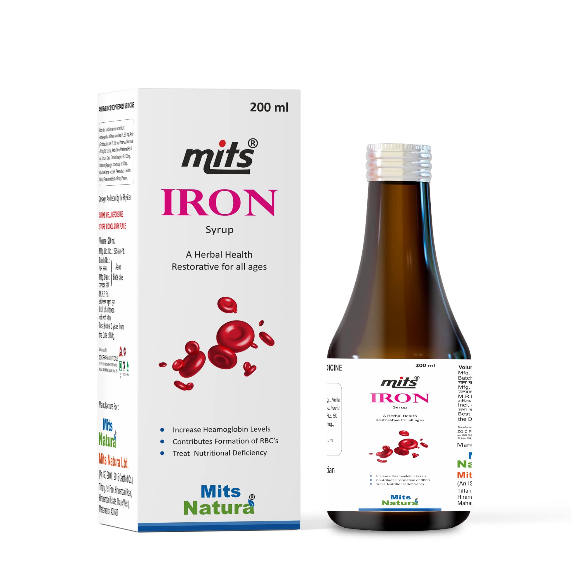 MITS Iron Syrup Daily health supplement with Iron Syrup 200ml : Amazon ...