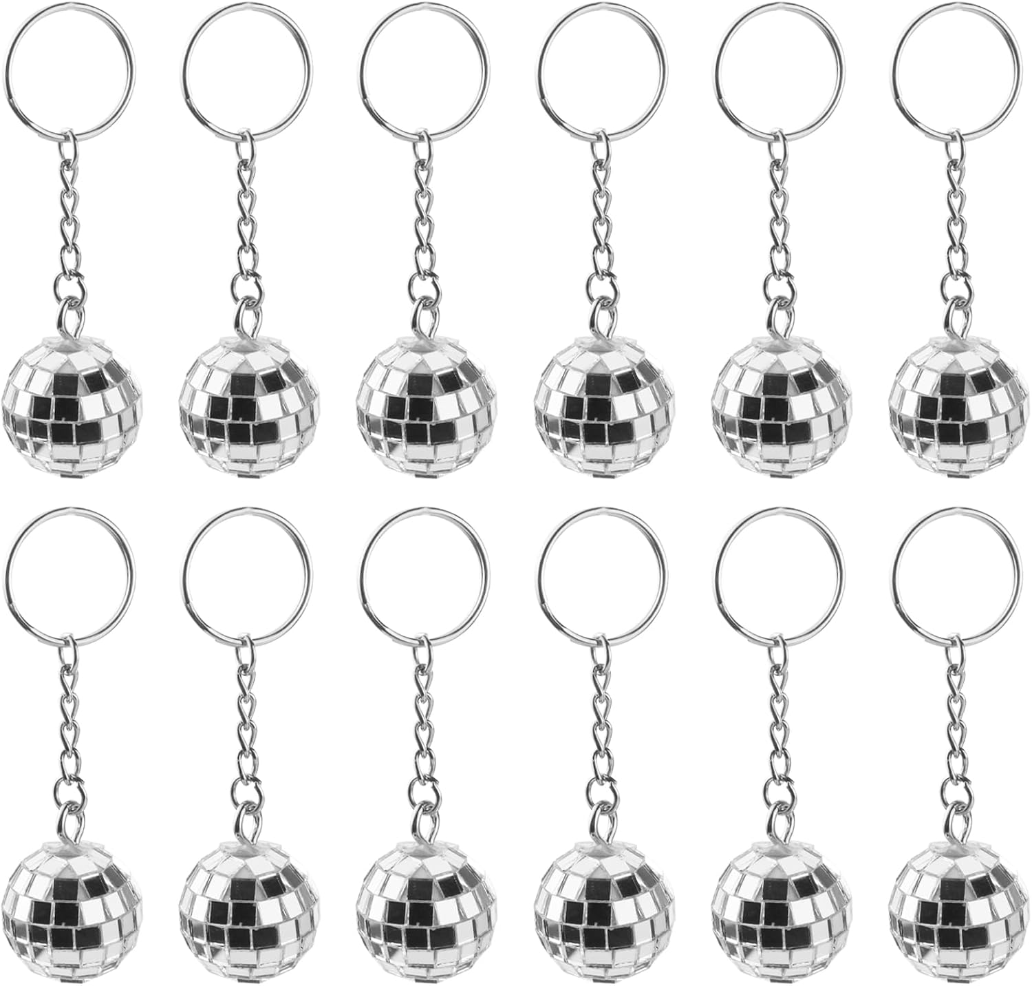 Amazon.com: Abvsdu 12PCS Disco Ball Keychain, Silvery Mini Keychains ...