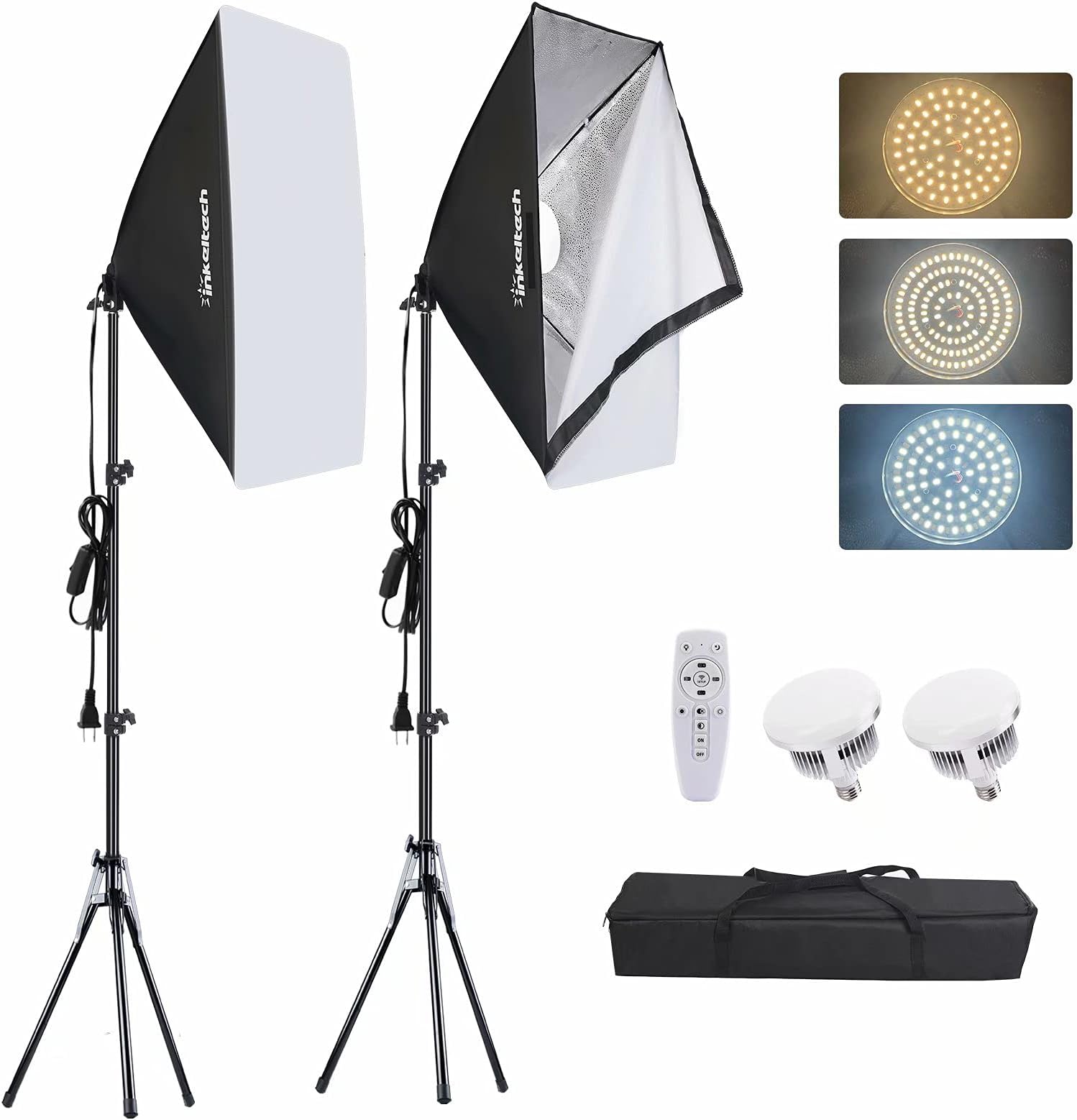 Amazon.com : Inkeltech Softbox Lighting Kit - 50W E27 3000-6500K ...