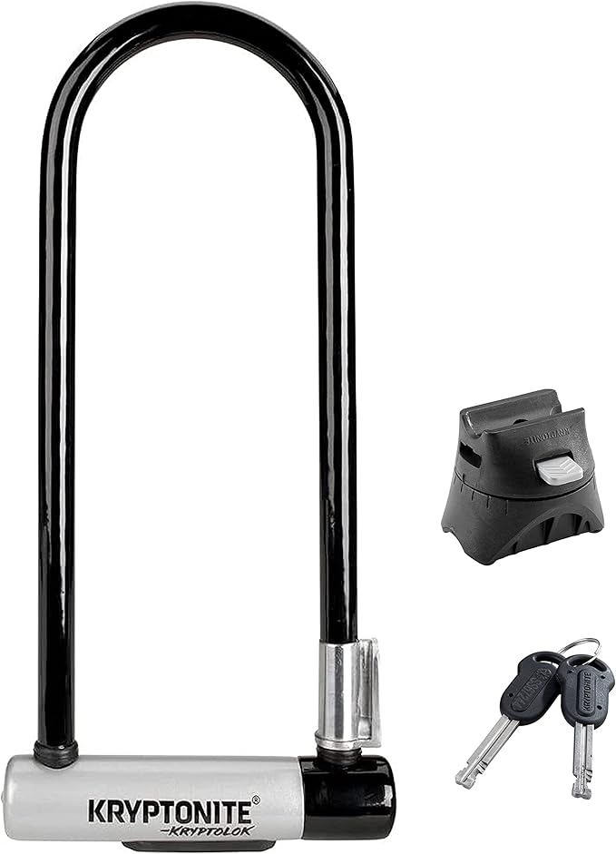 Kryptonite New-U Kryptolok Series 2 LS Heavy Duty Bicycle U Lock with Transit FlexFrame Bracket ...