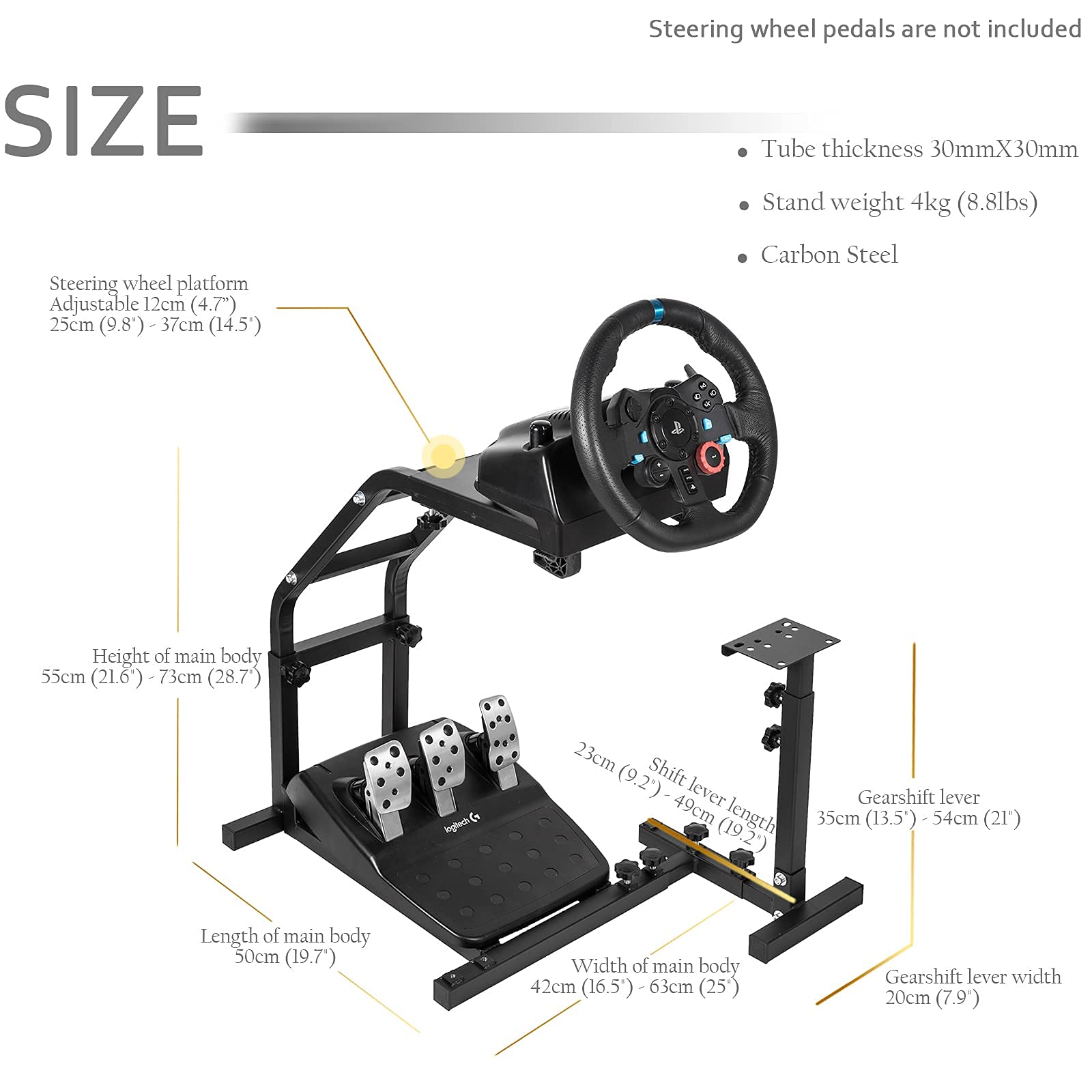 Marada Racing Simulator Cockpit Height Adjustable Steering Wheel Stand ...