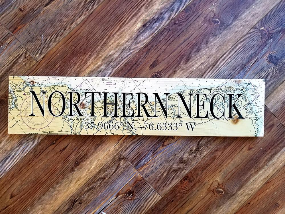 Amazon.com: Northern Neck, VA Wood Map City Coordinate Sign Wall Art| 5 ...