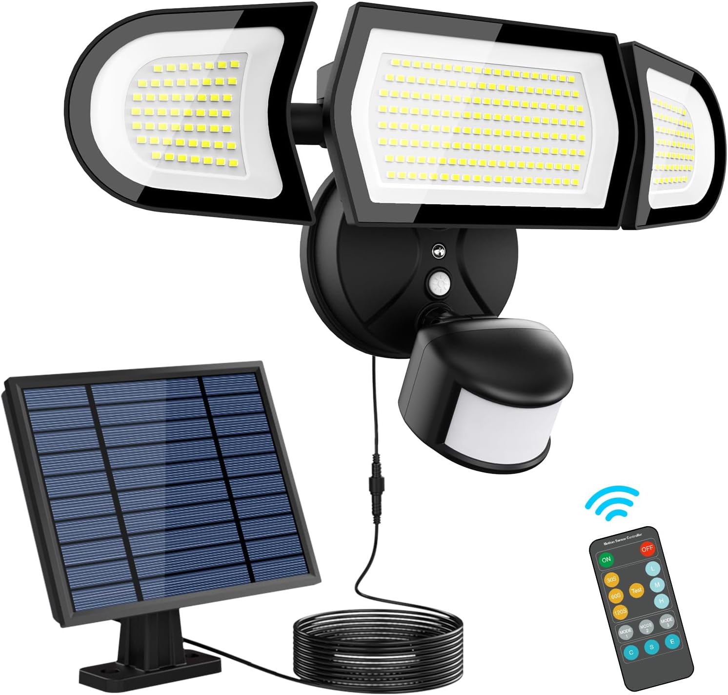 Olafus Solar Security Lights Motion Sensor Light Outdoor, 3000LM Solar ...