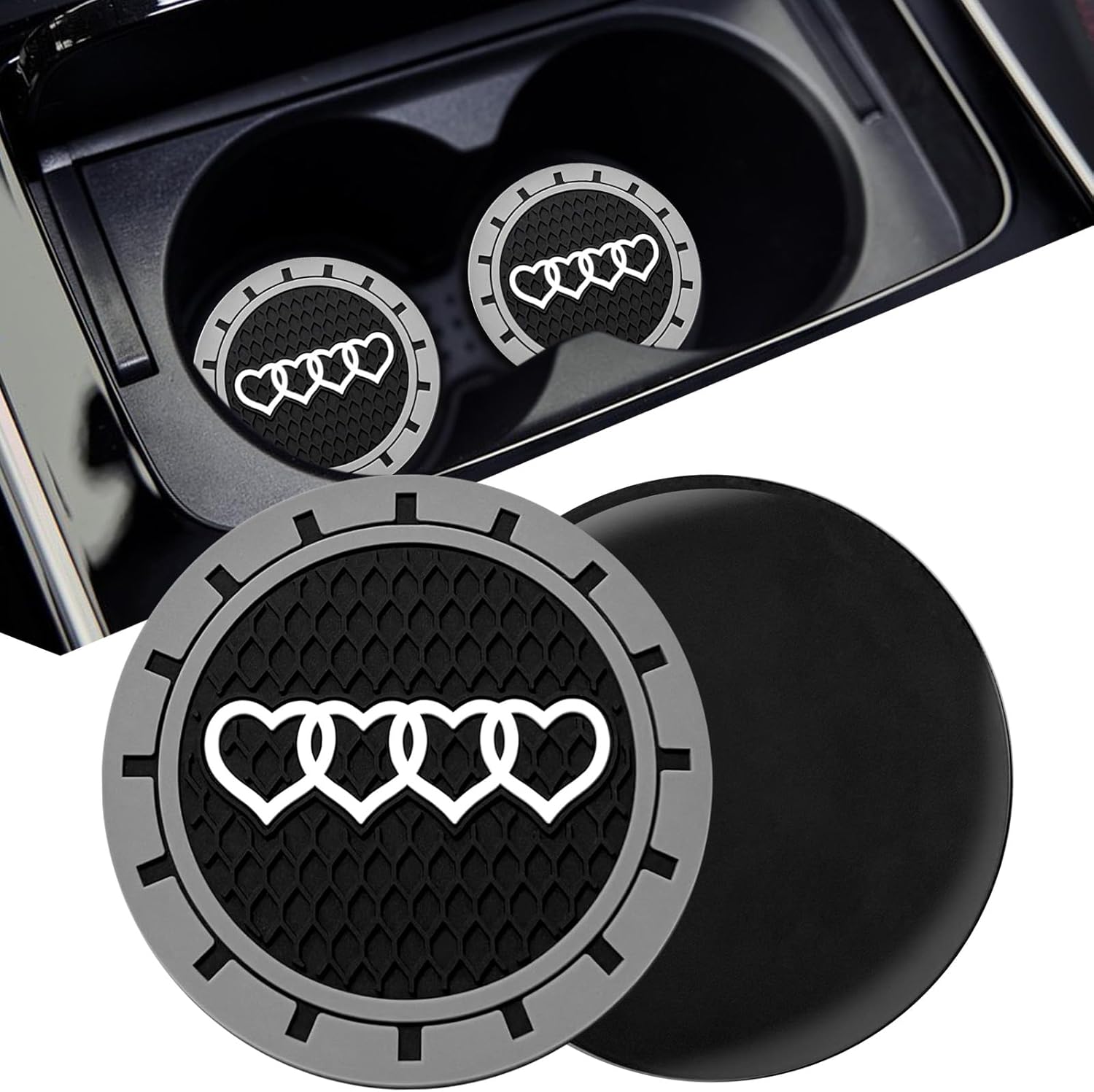 Amazon.com: 2.75in 2Pack - Love Heart Car Cup Holder Coaster for Audi ...