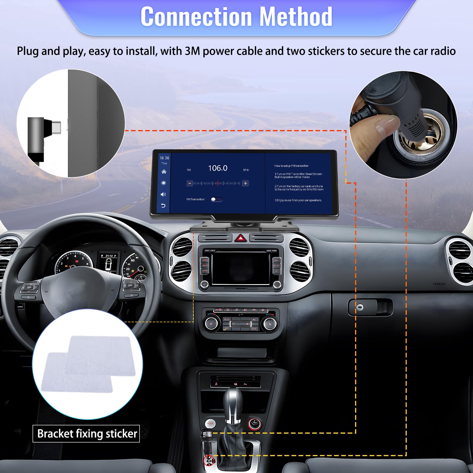 Portable Apple Carplay Wireless Car Stereo Receiver, 10.26 inch Apple ...