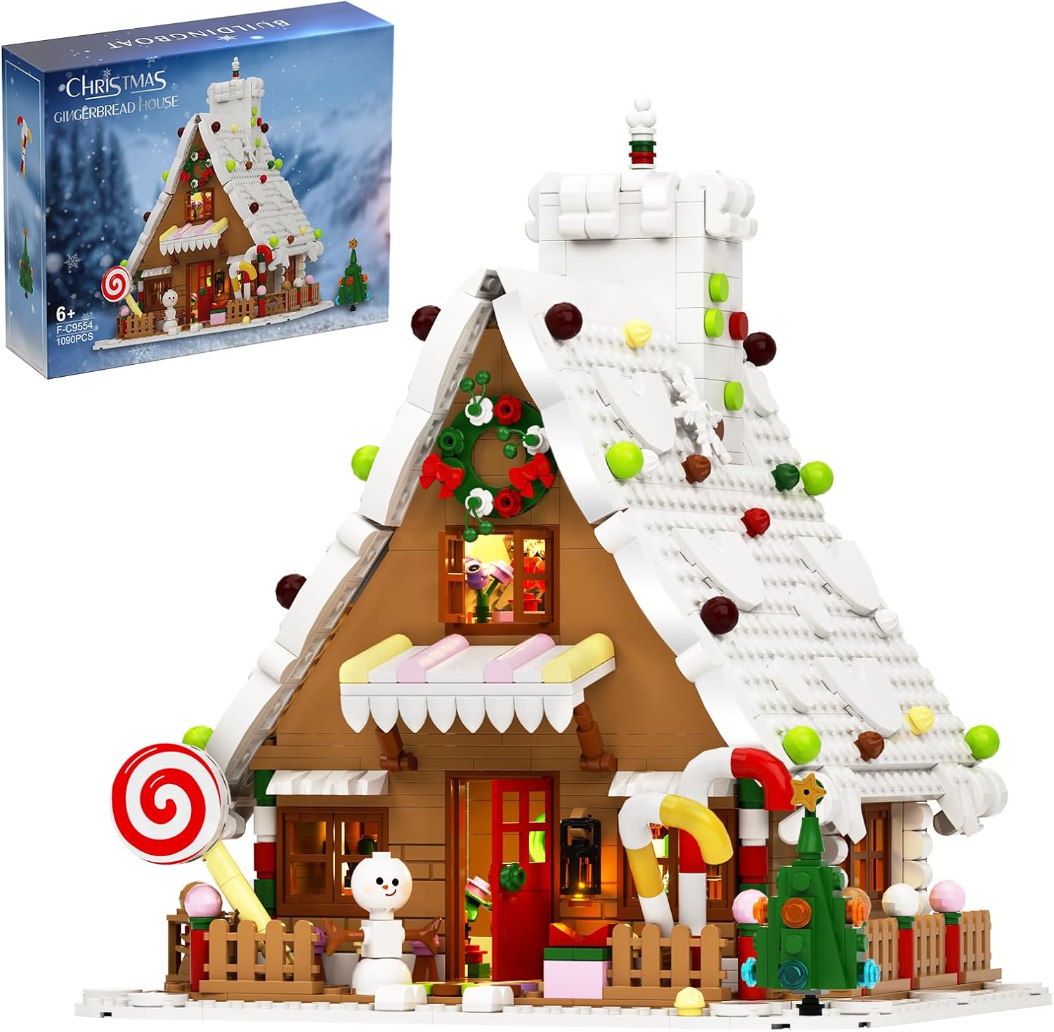 Amazon.com: 1111 Pieces Big Christmas Gingerbread House Building Kit ...