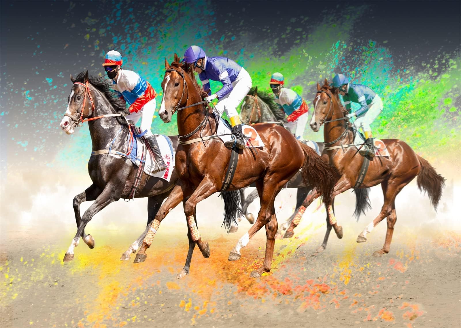 Amazon.com: BELECO 7x5ft Fabric Horse Racing Backdrop for Photography ...
