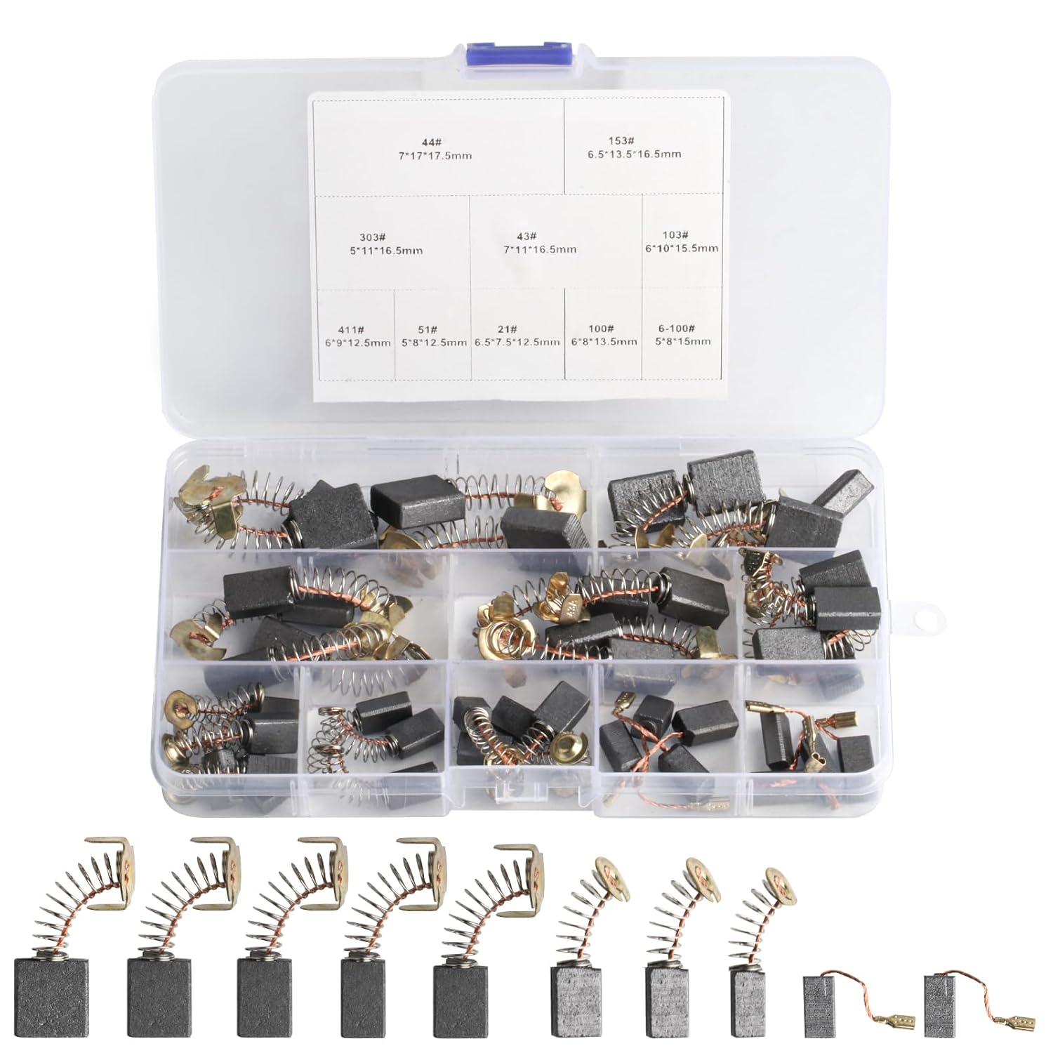 40pcs Electric Motor Carbon Brushes for Power Tools, 10 Sizes Carbon ...