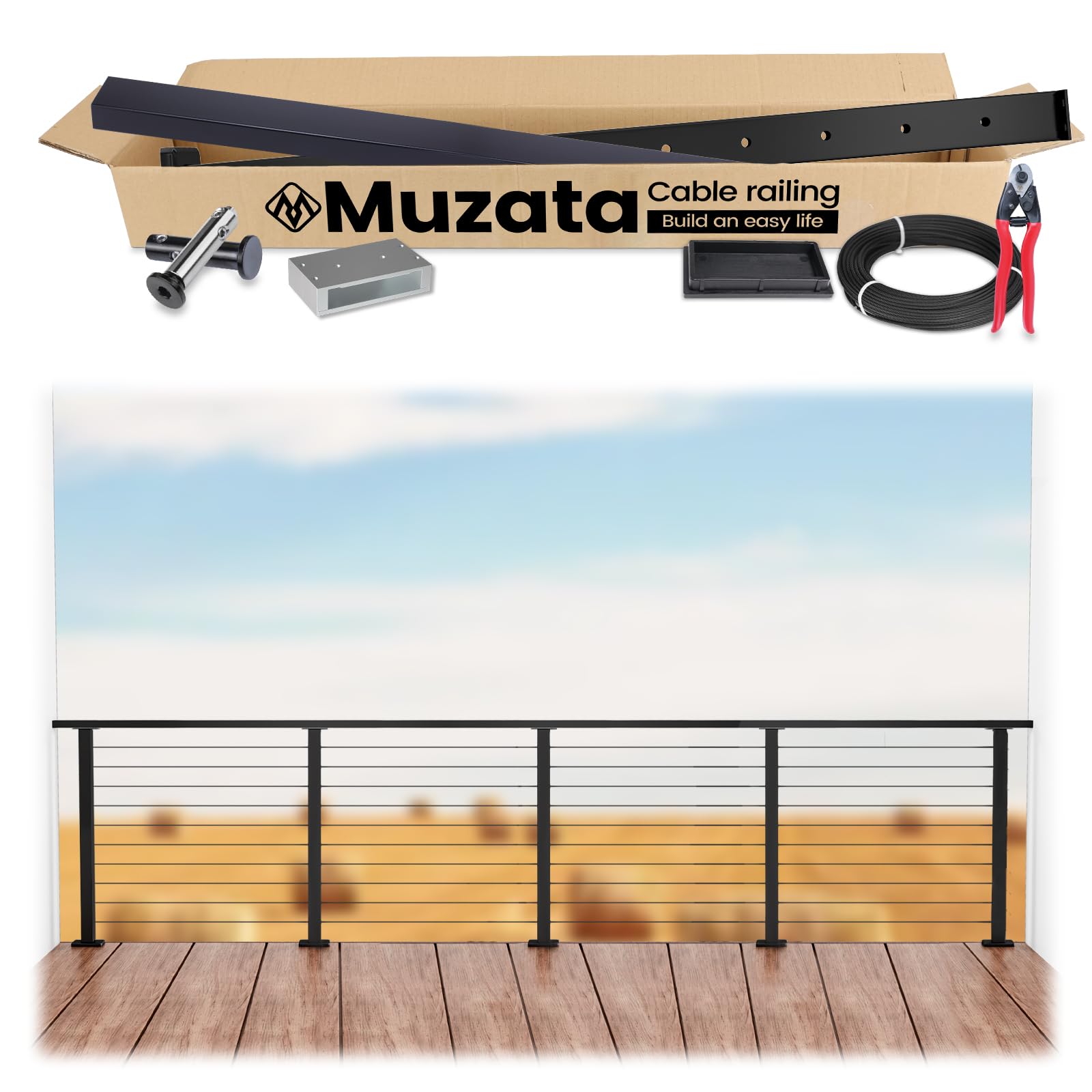 Snapklik.com : Muzata 66"-13 Complete Set Cable Railing System 36 ...