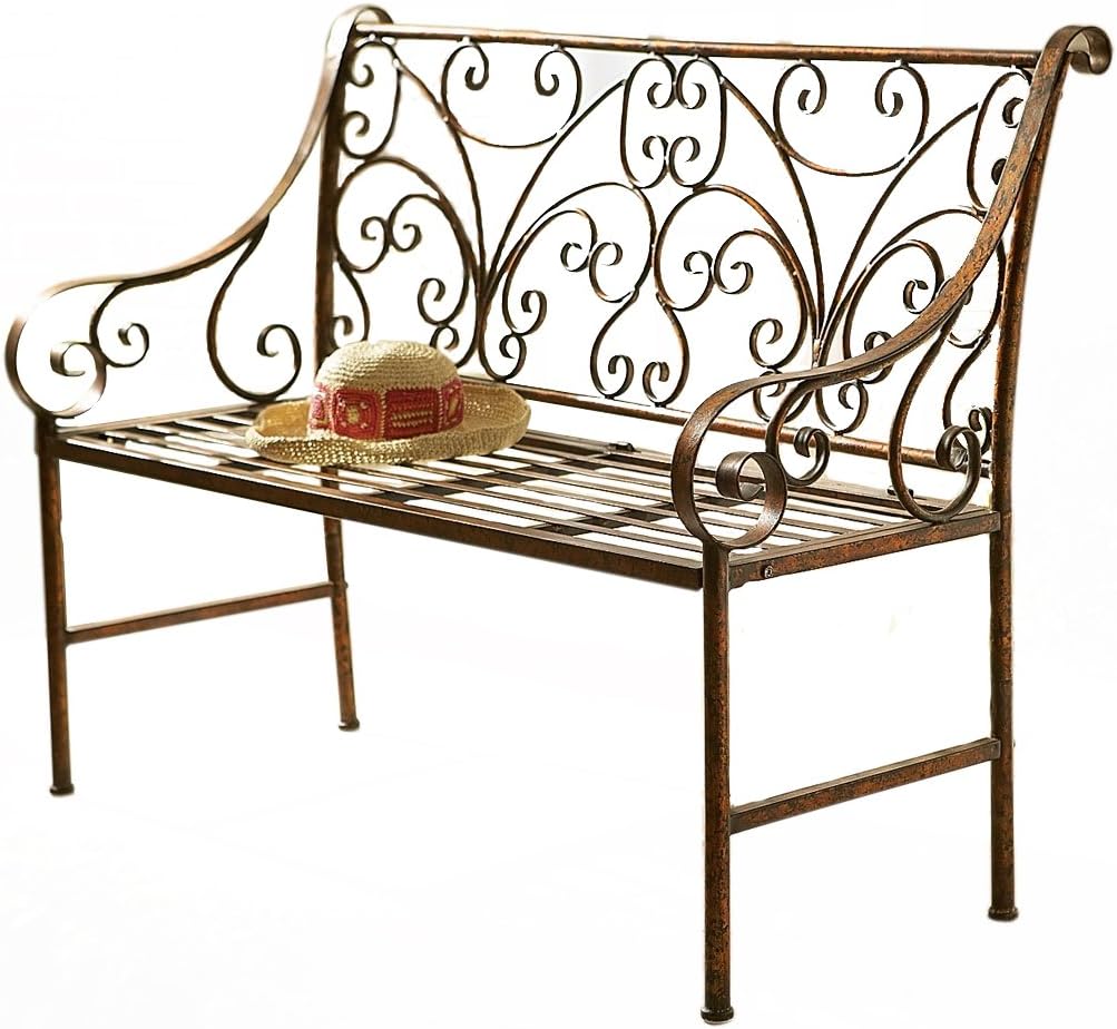 Amazon.com: Midwest-CBK Antique Gold Scroll Garden Bench : Patio, Lawn ...