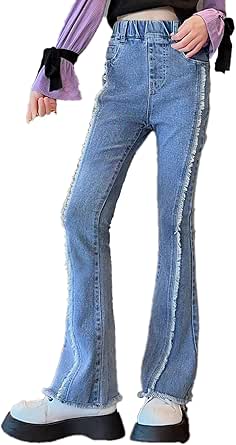 Amazon.com: Colorful Childhood Girls Casual Denim Pants High Waist ...