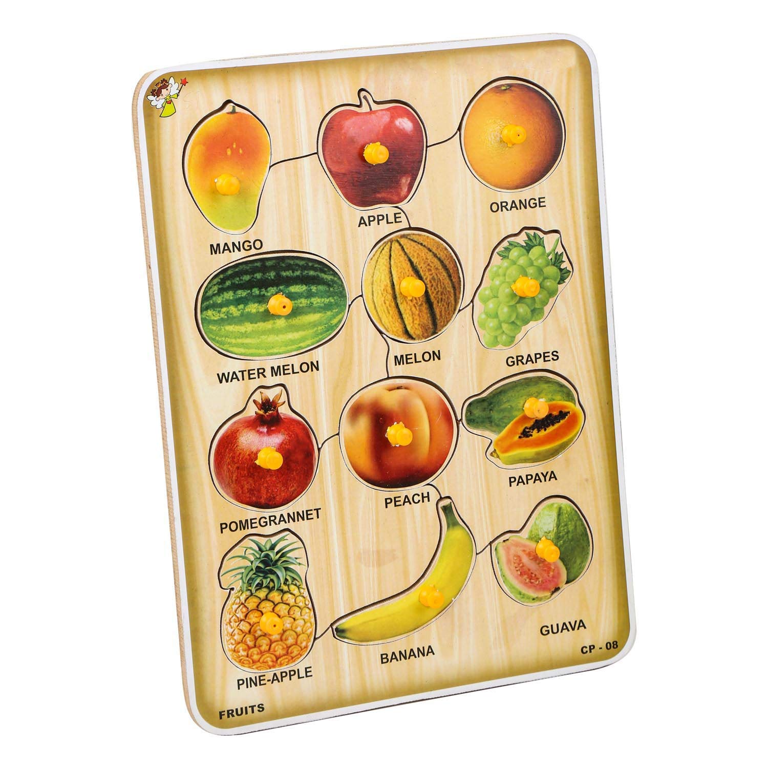 Kids Educational Fruit Name Puzzle on Wooden Board (12 Different Fruits ...