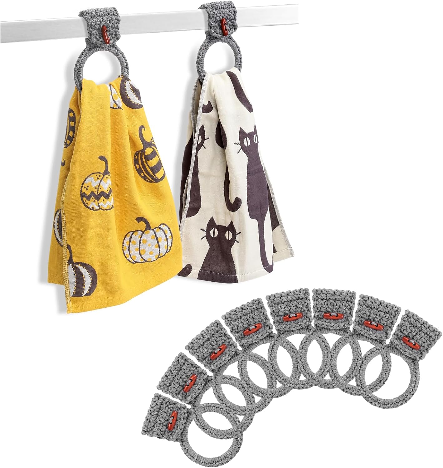 Amazon.com: Wanapure 8pcs Hanging Dish Towels Ring for Oven Stove Door ...