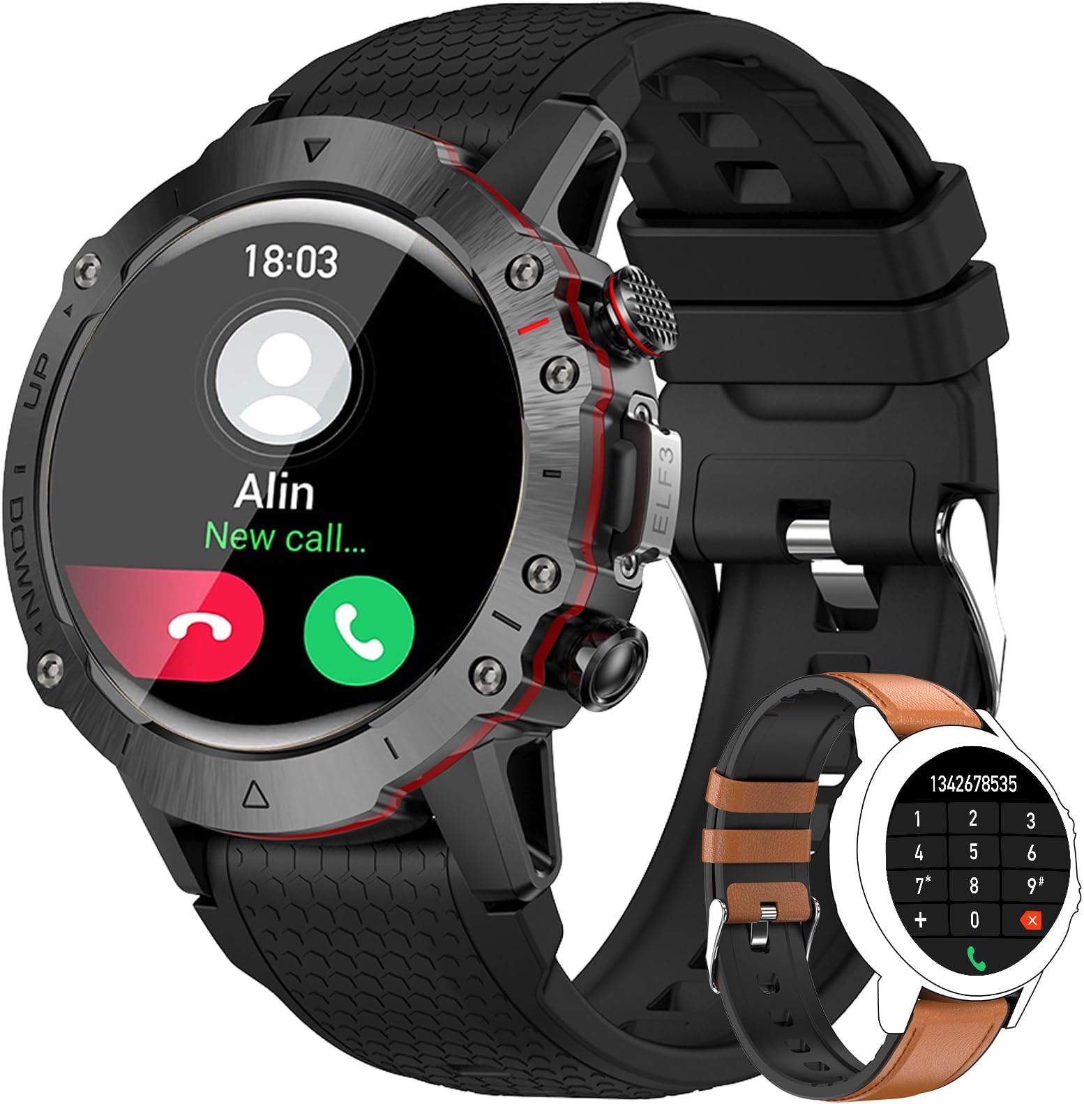 Smartwatch Herren mit Telefonfunktion, 1.39" Uhren Herren Fitness ...
